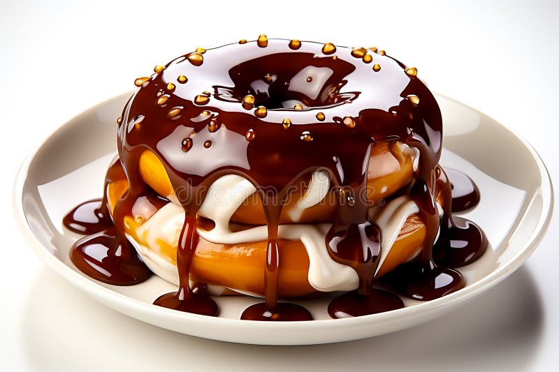 Donut or Pudding with Chocolate Glaze Isolated on White Background ...