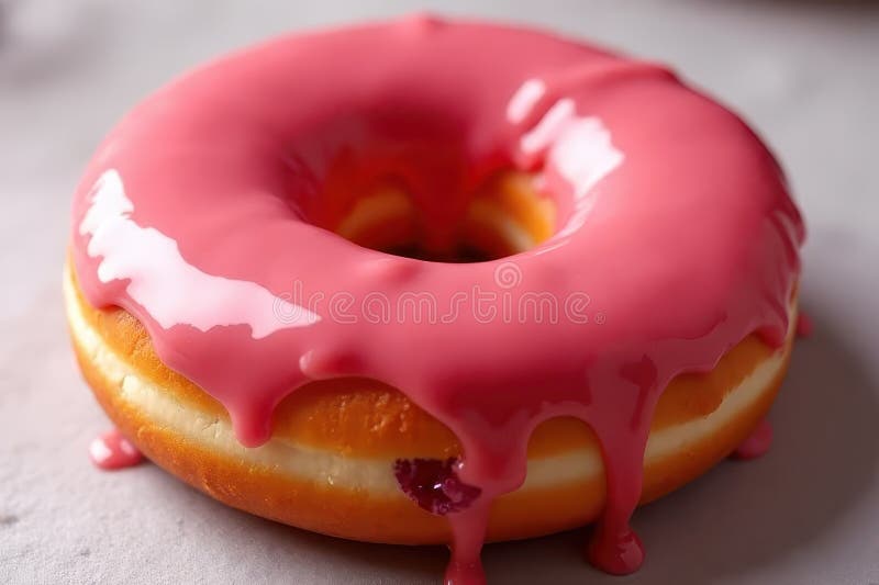 Donut with Raspberry Liqueur Filling Stock Illustration - Illustration ...