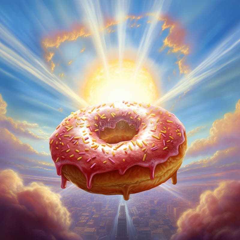 Donut in the Rays of the Rising Sun Stock Illustration - Illustration ...