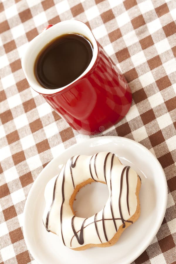 Donut and red coffee cup stock photo. Image of chocolate - 26046834