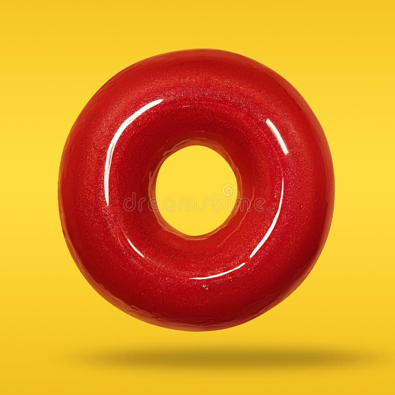 Donut with Red Glossy Glaze Isolated on White Background. One Round Red ...