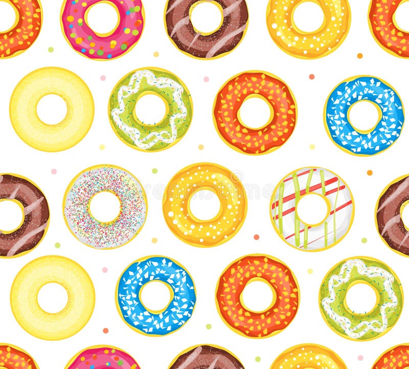 Donut Set Background Pattern. Vector Stock Vector - Illustration of ...