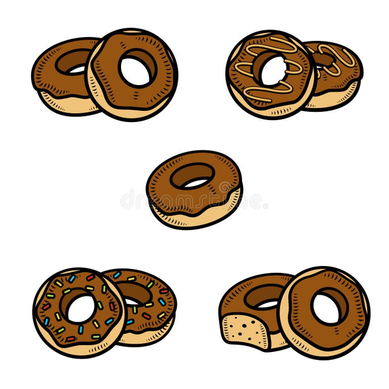 Donut Set. Collection Icons Donuts Stock Vector - Illustration of ...