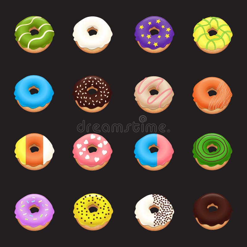 Donut set. Donuts icons stock vector. Illustration of baking - 97823008