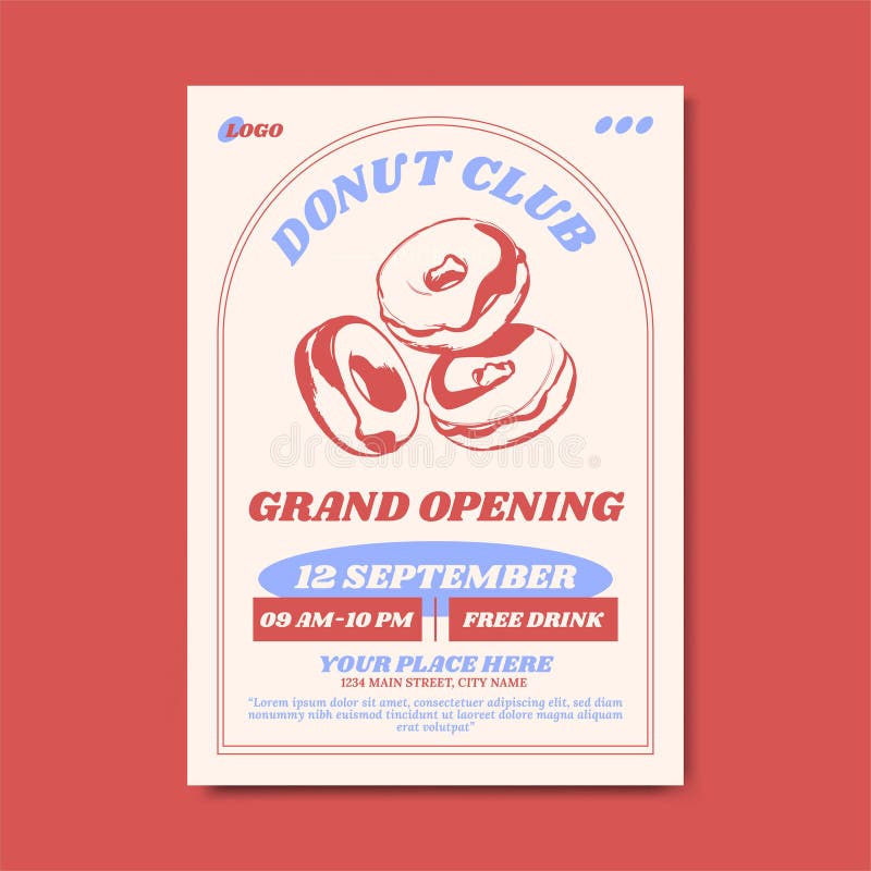 Donut Shop Grand Opening Poster Stock Vector - Illustration of ...