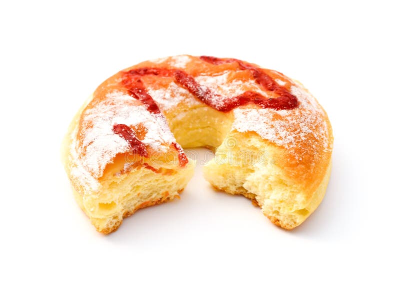 Donut with Some Bites on White Stock Image - Image of junk, sugar: 72775791