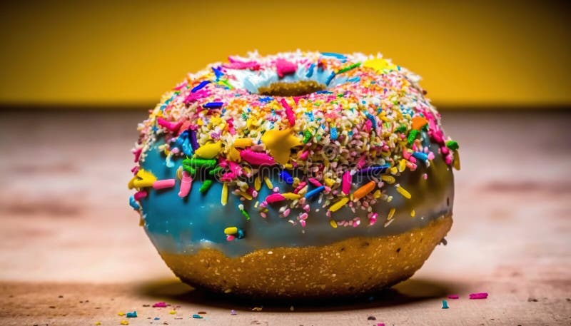 A Donut with Sprinkles and Blue Icing Stock Illustration - Illustration ...