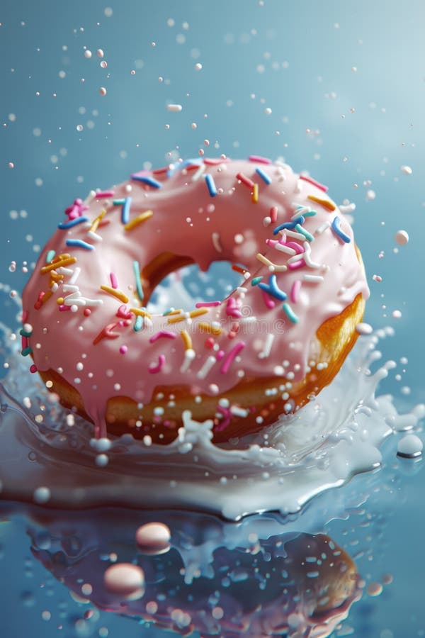 Donut Sprinkles Falling Splash Milk Stock Photos - Free & Royalty-Free ...