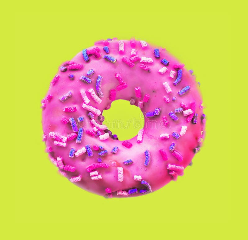 Classic Donut on yellow stock photo. Image of doughnut - 150130162