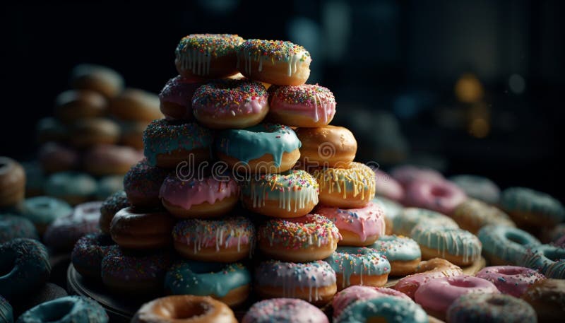 Donut Stack with Sweet Icing Decoration Generated by AI Stock ...
