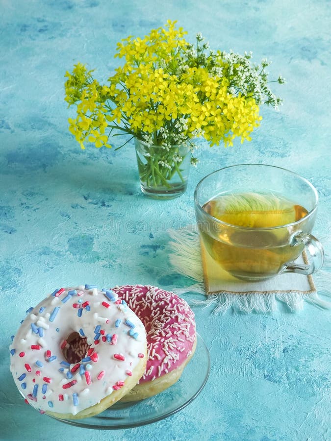 Donut Sweets and Turkish Sweets on a Black Table with Copy Space Stock ...
