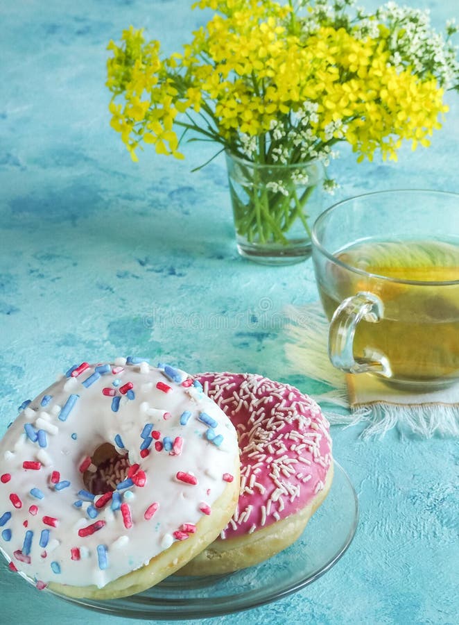 Donut Sweets and Turkish Sweets on a Black Table with Copy Space Stock ...