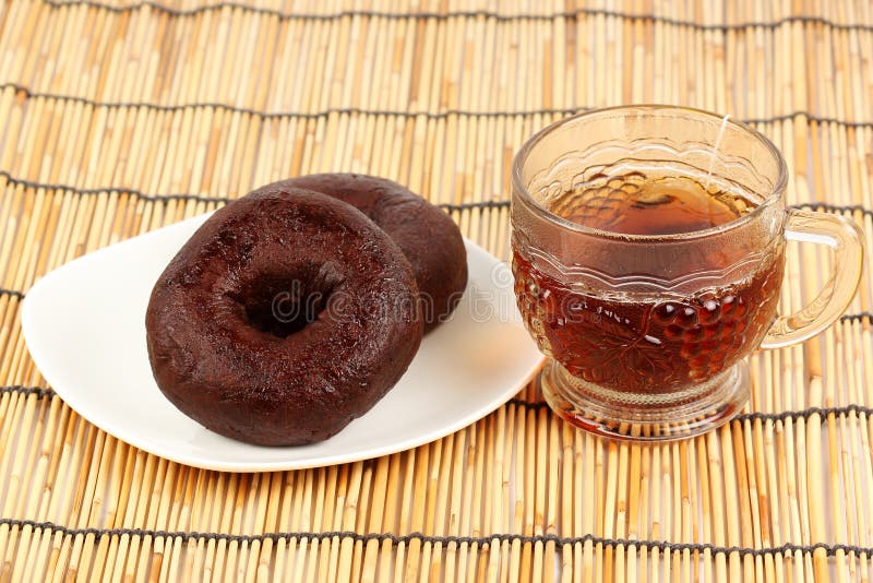 Donut and Tea stock photo. Image of refreshment, chocolate - 41985564