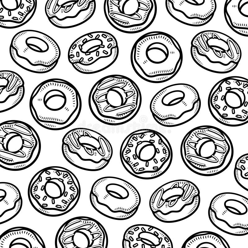 Donut Texture Background. Collection Icons Donuts Stock Vector ...