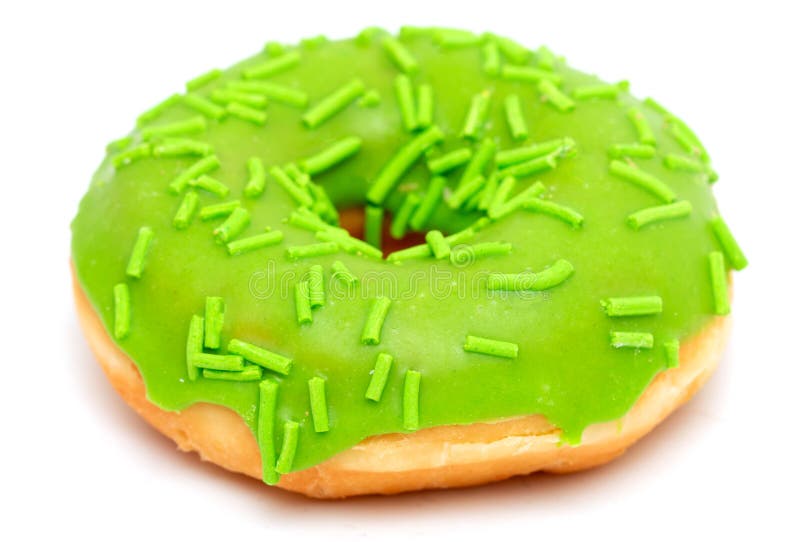 Donut Verde Aislado En Fondo Blanco. Imagen de archivo - Imagen de ...