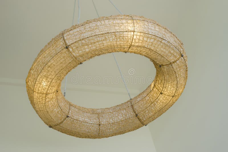 Donut Warm Lamp Made from a Rattan Hanging on Ceiling,interior Design ...