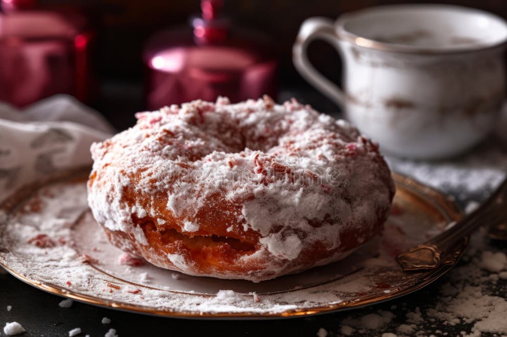 Donut in White Powder Generative Ai Stock Illustration - Illustration ...