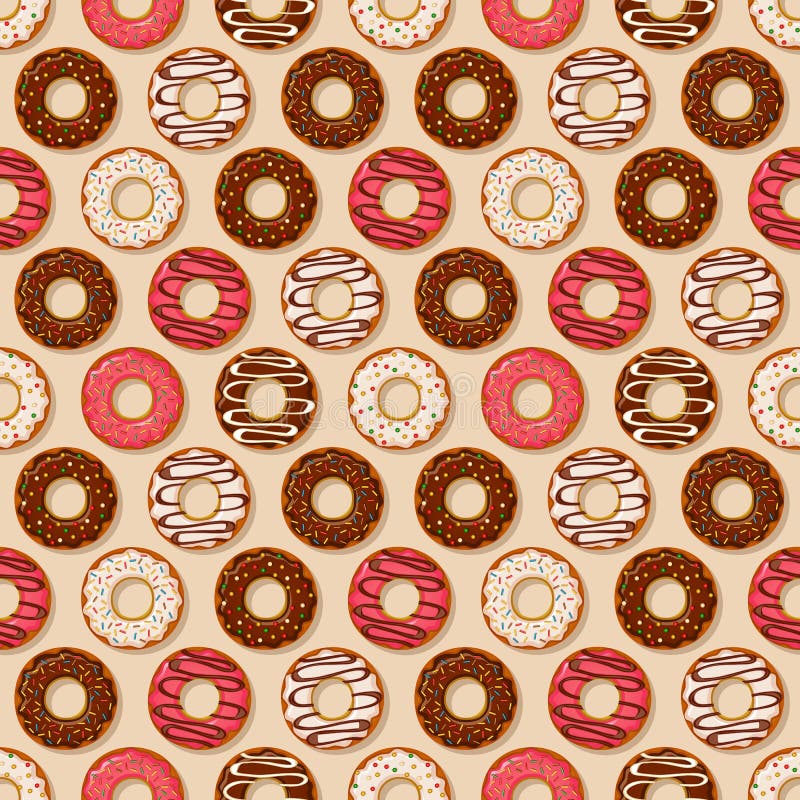 Donuts Seamless Pattern stock vector. Illustration of chocolate - 31935983