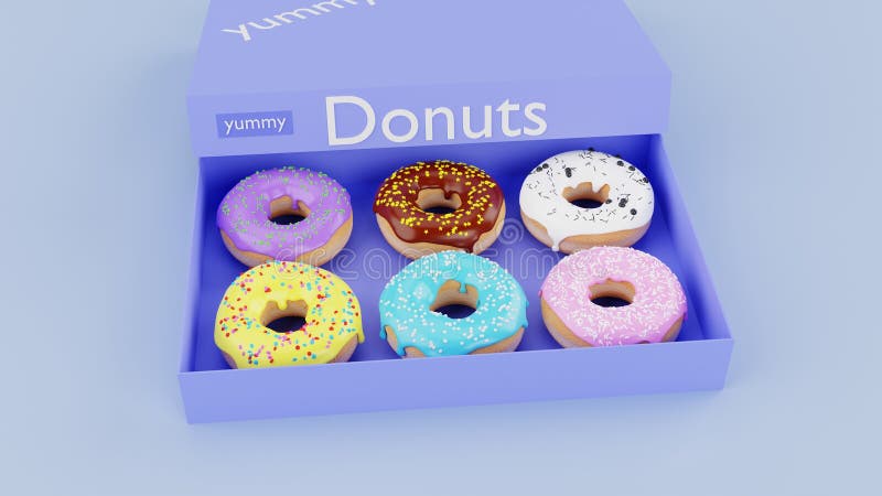 Donuts in a Box. Donuts with Different Colors of Glaze and Sprinkles ...