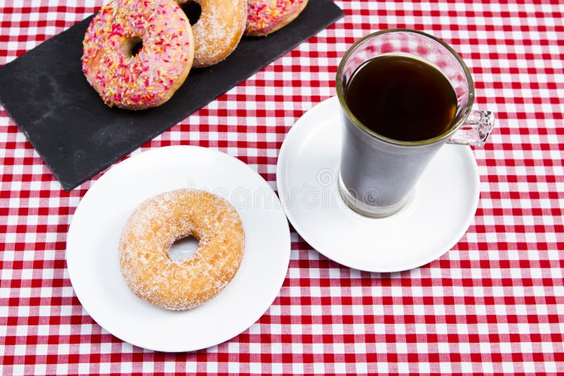 Donuts and coffee stock image. Image of dough, doughnuts - 76410697