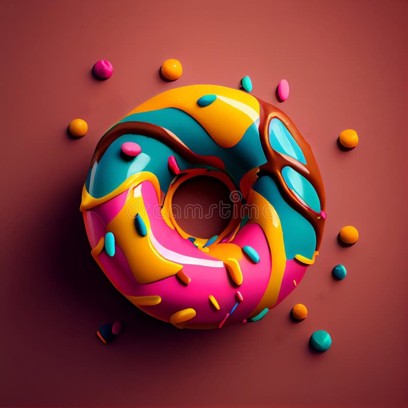 Donuts 3D Style. Donuts Composition, Vibrant Colors and Shapes Stock ...