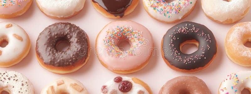 Donuts of Different Flavors, Banner Stock Illustration - Illustration ...
