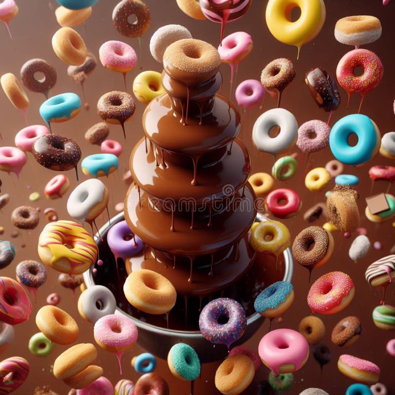 Donuts falling in chocolat stock photo. Image of buttercream - 292685086