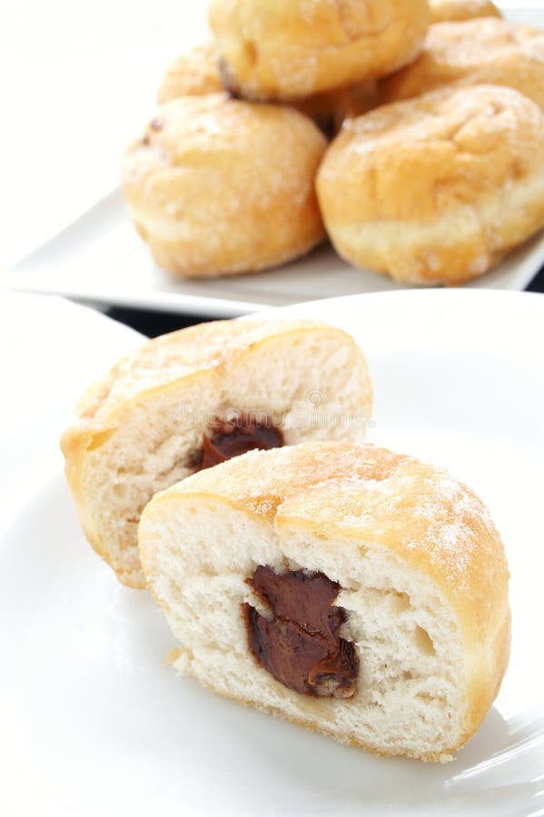 Donuts Filled with Chocolate Stock Photo - Image of doughnut, yummy ...