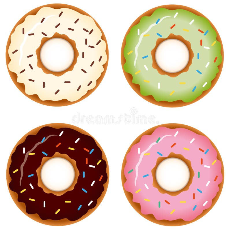 Set Four Colored Glazed Donuts Stock Illustrations – 17 Set Four ...