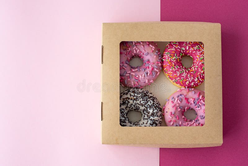 Donuts with Glaze in a Cardboard Box Stock Photo - Image of delicious ...
