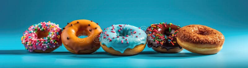 Donuts on a Gradient White Blue Background. Generative AI Stock ...