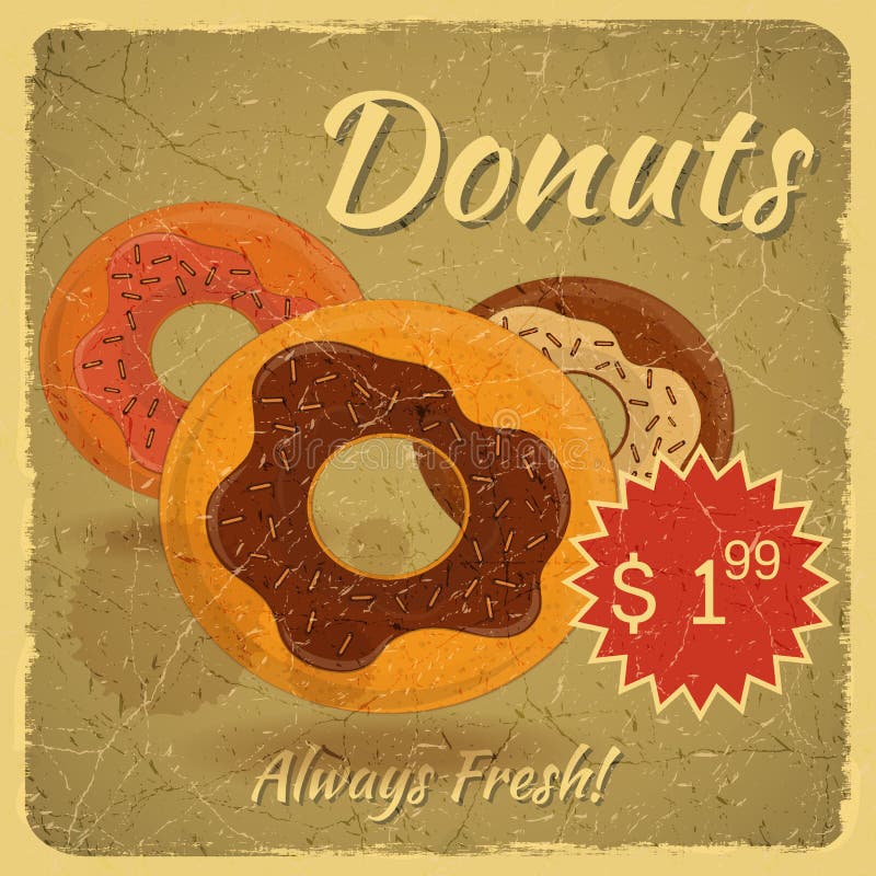 Donuts Menu Vintage Background Stock Illustrations – 1,104 Donuts Menu ...