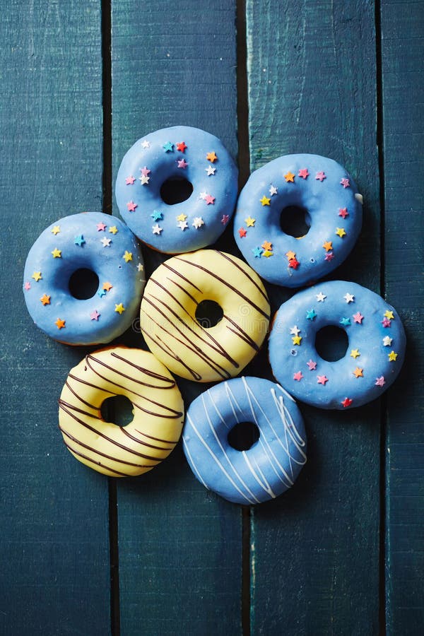 Donuts with icing stock image. Image of wooden, glazed - 66768731