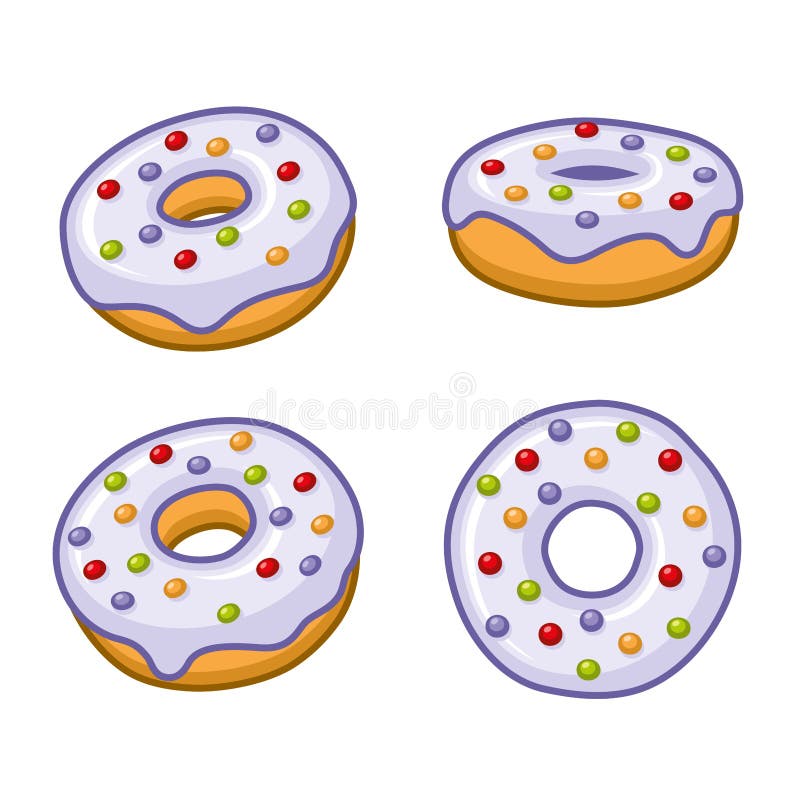 Donuts Icon Set on White Background. Vector Stock Vector - Illustration ...