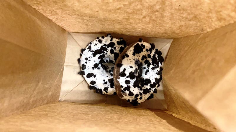 Donuts Inside the Craft Packet Stock Photo - Image of food, breakfast ...