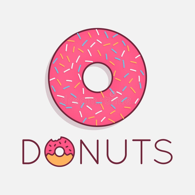 Donuts Logo Cute Cartoon Vector Illustration Stock Vector ...
