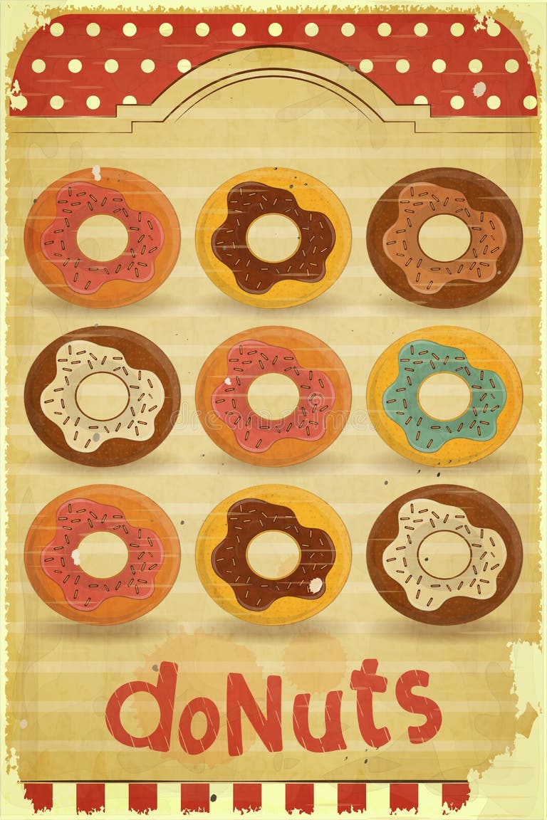 Donuts Menu Vintage Background Stock Illustrations – 1,104 Donuts Menu ...