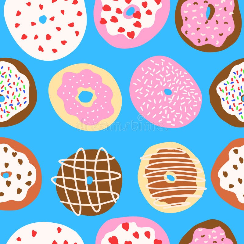 Seamless Donuts Pattern in Cartoon Flat Style Stock Vector ...
