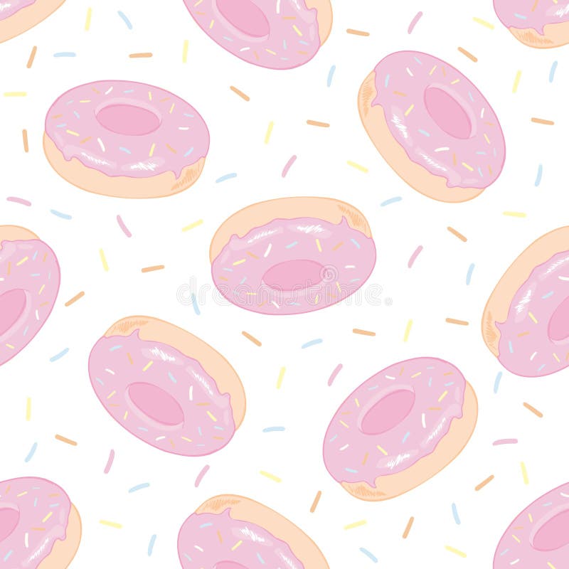 Donuts with Pink Icing. Seamless White Pattern. Background for Cafes ...