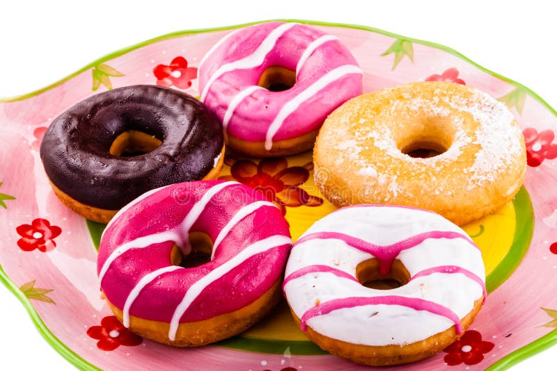 Donuts on a plate stock image. Image of ornated, fast - 45263669