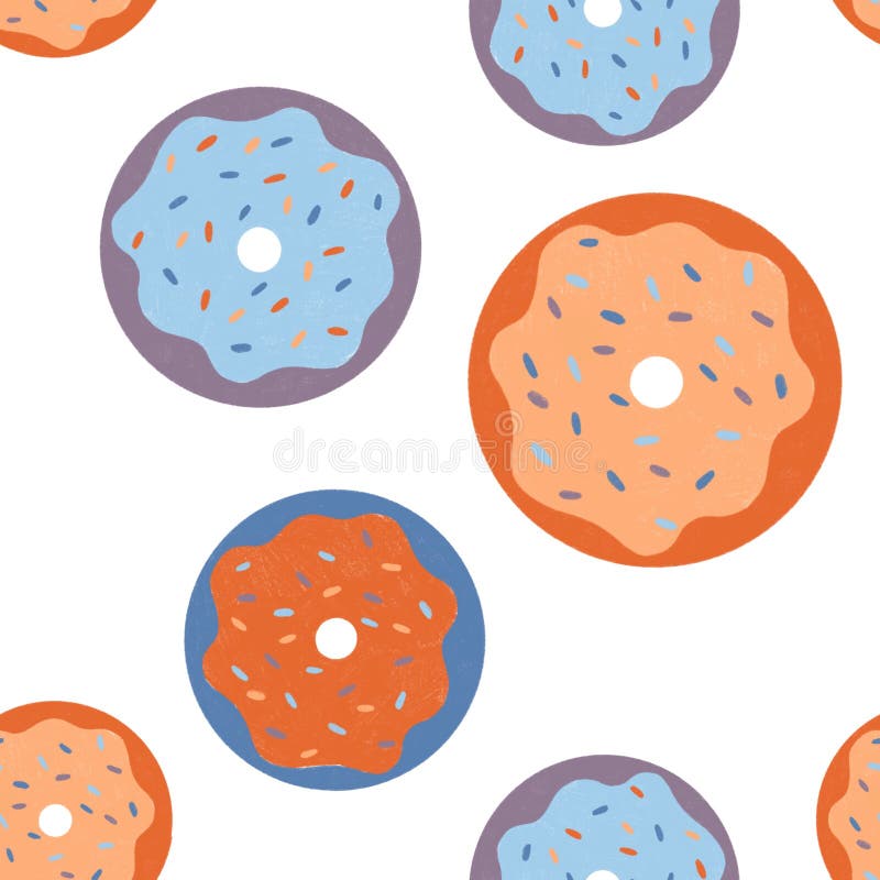 Donuts Seamless Pattern in Bright Colors Stock Illustration ...
