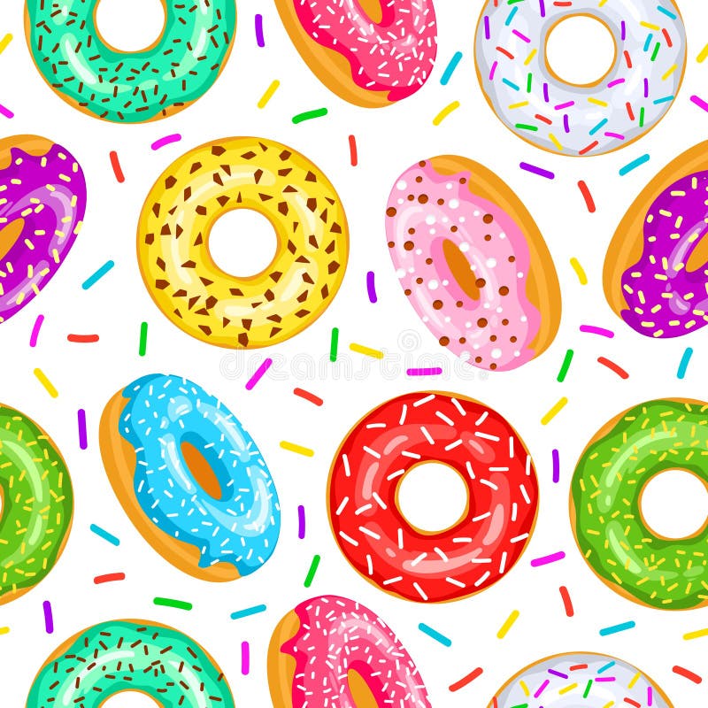 Donuts Seamless Pattern for Fabric, Wrapping Paper, Wallpaper ...