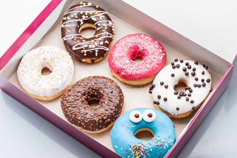 Set of donuts in box stock image. Image of dessert, colorful - 32946871