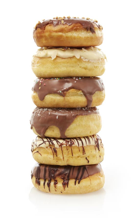 Donuts stack on white stock photo. Image of fried, glazed - 127971224