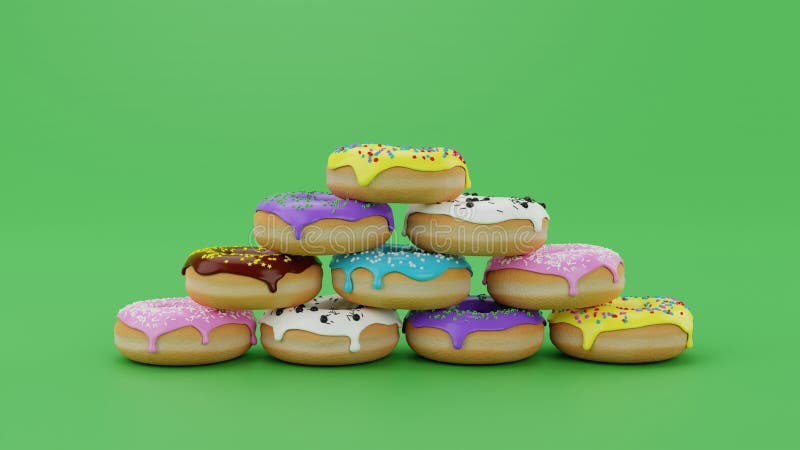 Donuts are Stacked in a Pyramid. a Pyramid of Donuts. Donuts with ...
