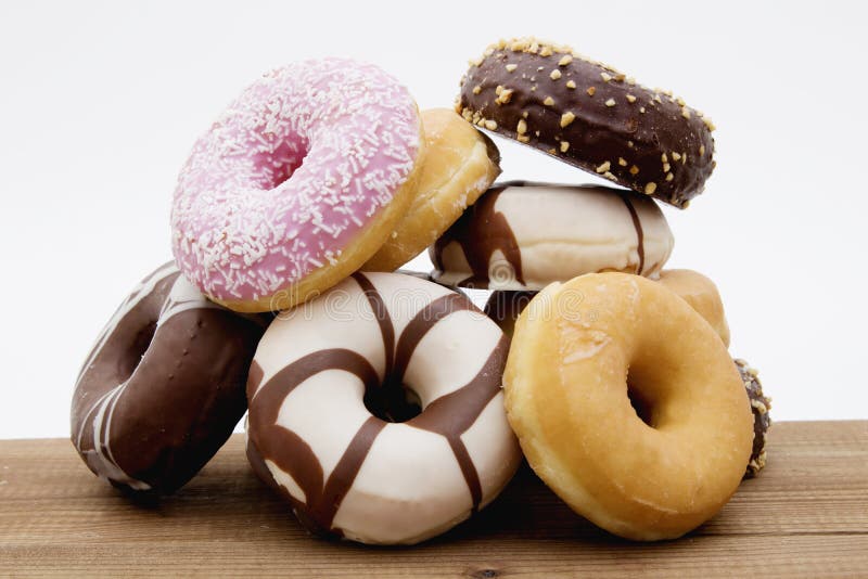 Donuts stacked stock image. Image of varied, donuts - 128615345