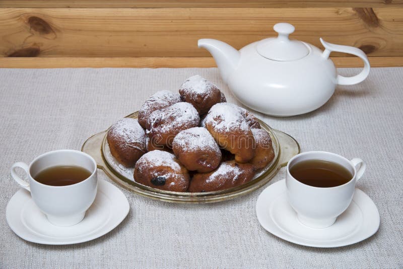 Donuts with tea stock image. Image of berries, sugar - 43087419