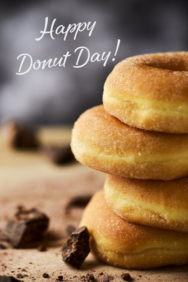 Donuts and Text Happy Donut Day Stock Image - Image of donut, circle ...