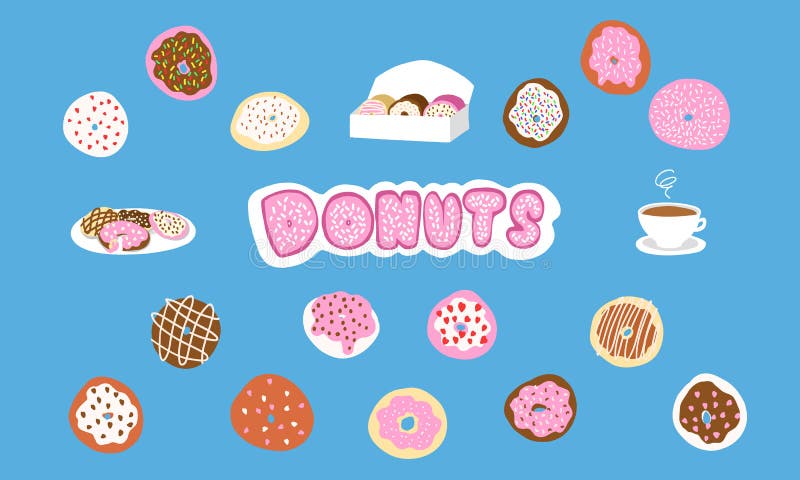 Donuts Vector Set in Cartoon Flat Style Stock Illustration ...
