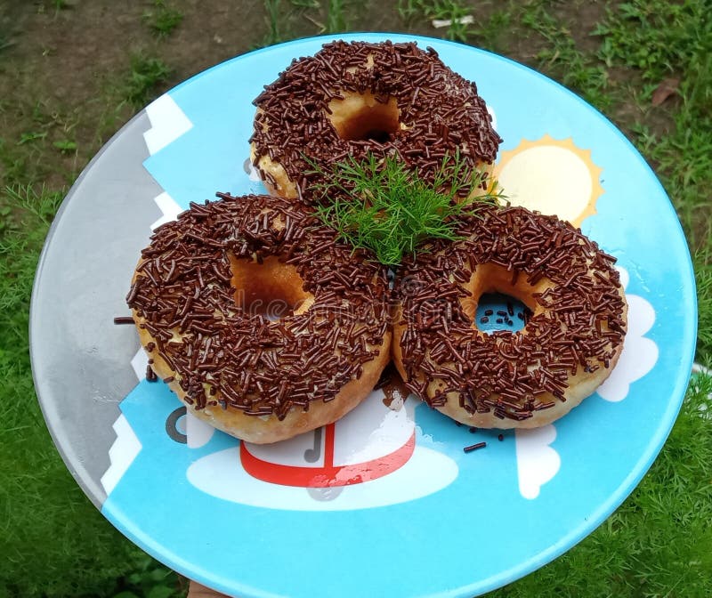 Donuts with a Very Sweet Chocolate Meses Topping Stock Image - Image of ...